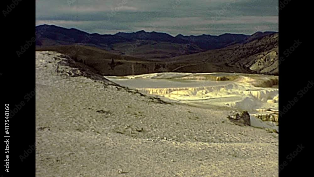 1970s travertine terraces rock formations made of crystallized calcium ...
