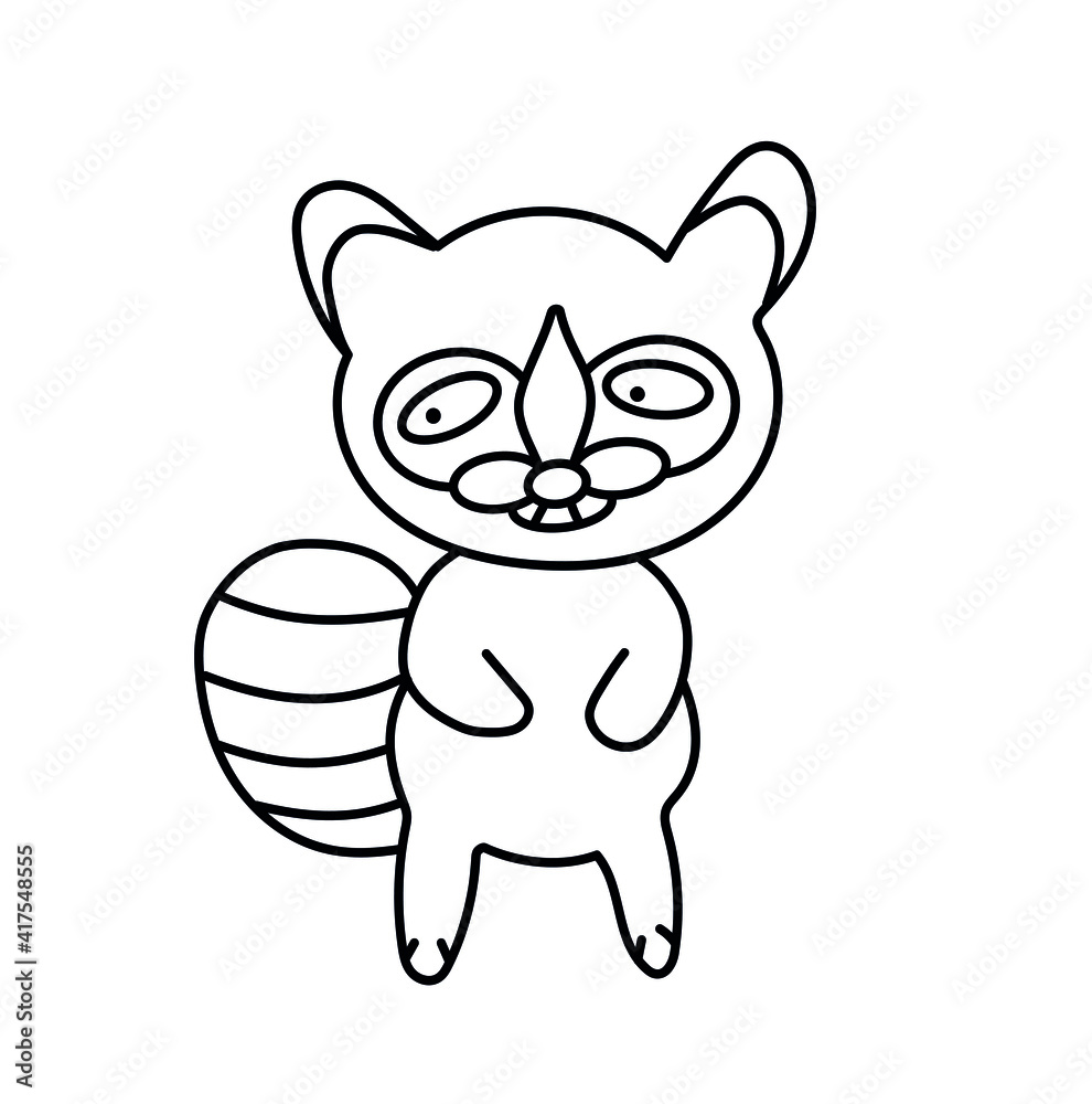 cartoon raccoon silhouette outline animal Stock Vector | Adobe Stock