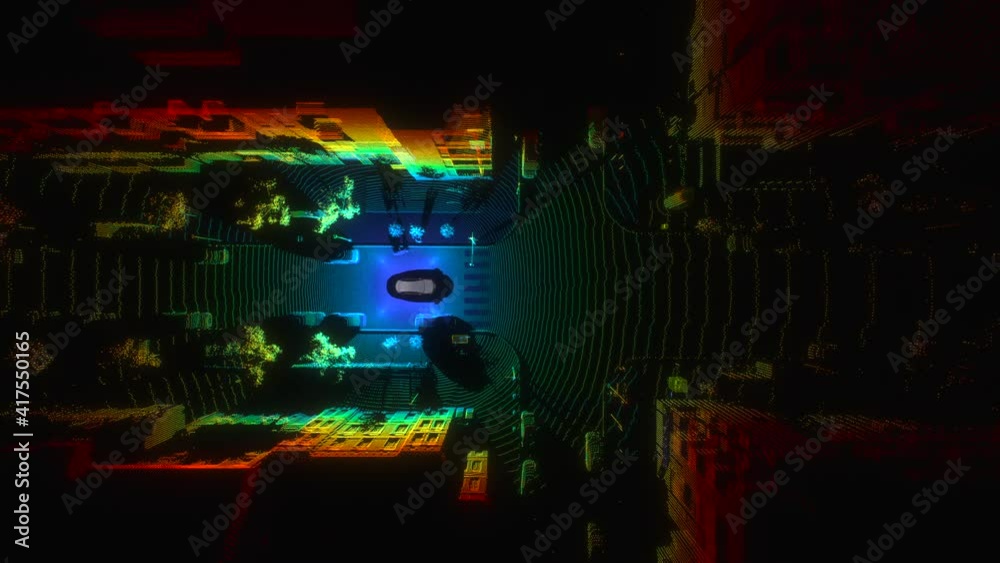 Autonomous car driving training process. Artificial intelligence object ...