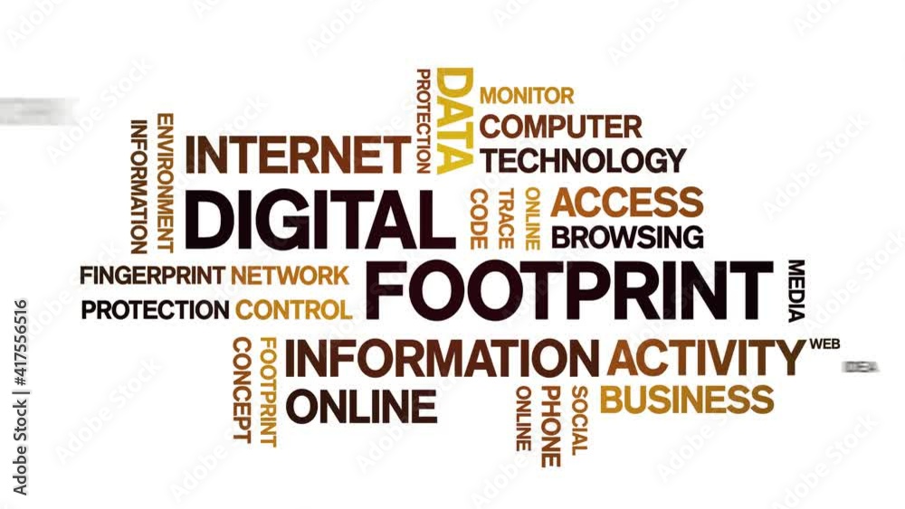 4k Digital Footprint Animated Tag Word Cloud;Text Design Animation ...