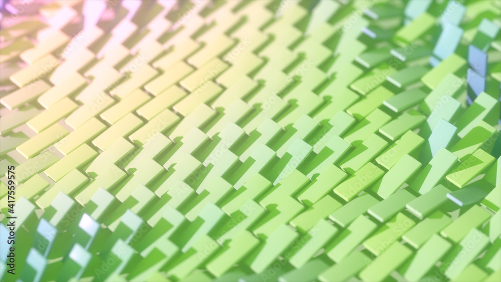 Abstract background of colorful rotating rectangles. The color changes ...