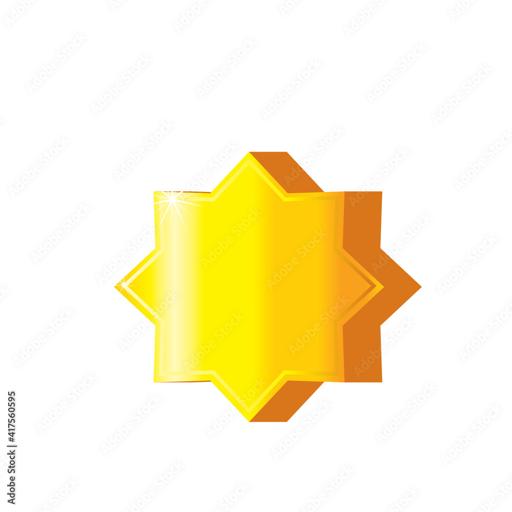 Gold octagonal star. Pixel art 8-bit style. Isolated vector ...