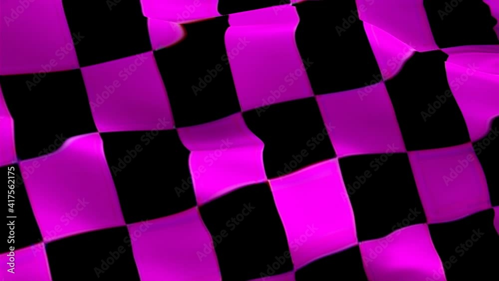 Checkered Pink Black Racing Flag video waving in wind. Formula Racing ...