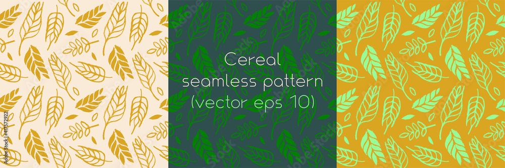 Hand drawn grain crops pattern seamless, bread grains icons, food ...