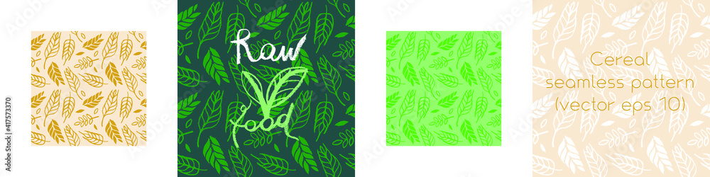 Hand drawn grain crops pattern seamless, bread grains icons, food ...