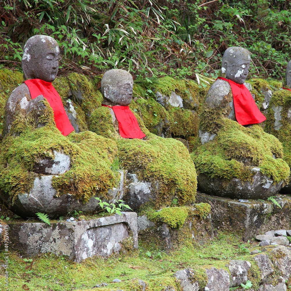 Japan - Nikko. Tourist attractions Japan. Japanese culture jizo statues ...
