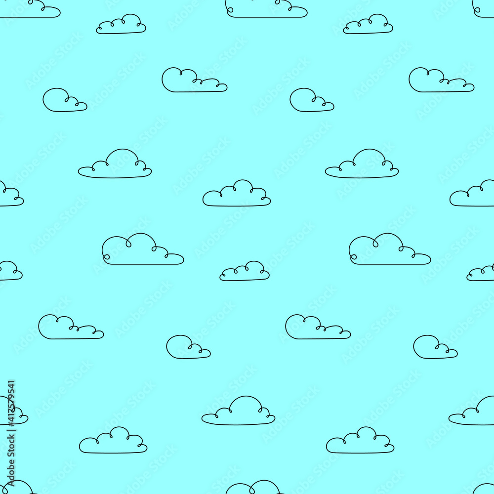 Cartoon Manga Style Cloud Walpaper Seamless Pattern for Kids Global ...