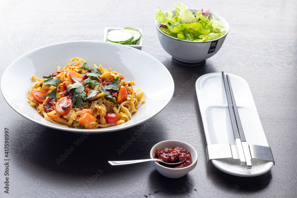 Bami Goreng, Indonesian stir fried noodles Stock Photo | Adobe Stock