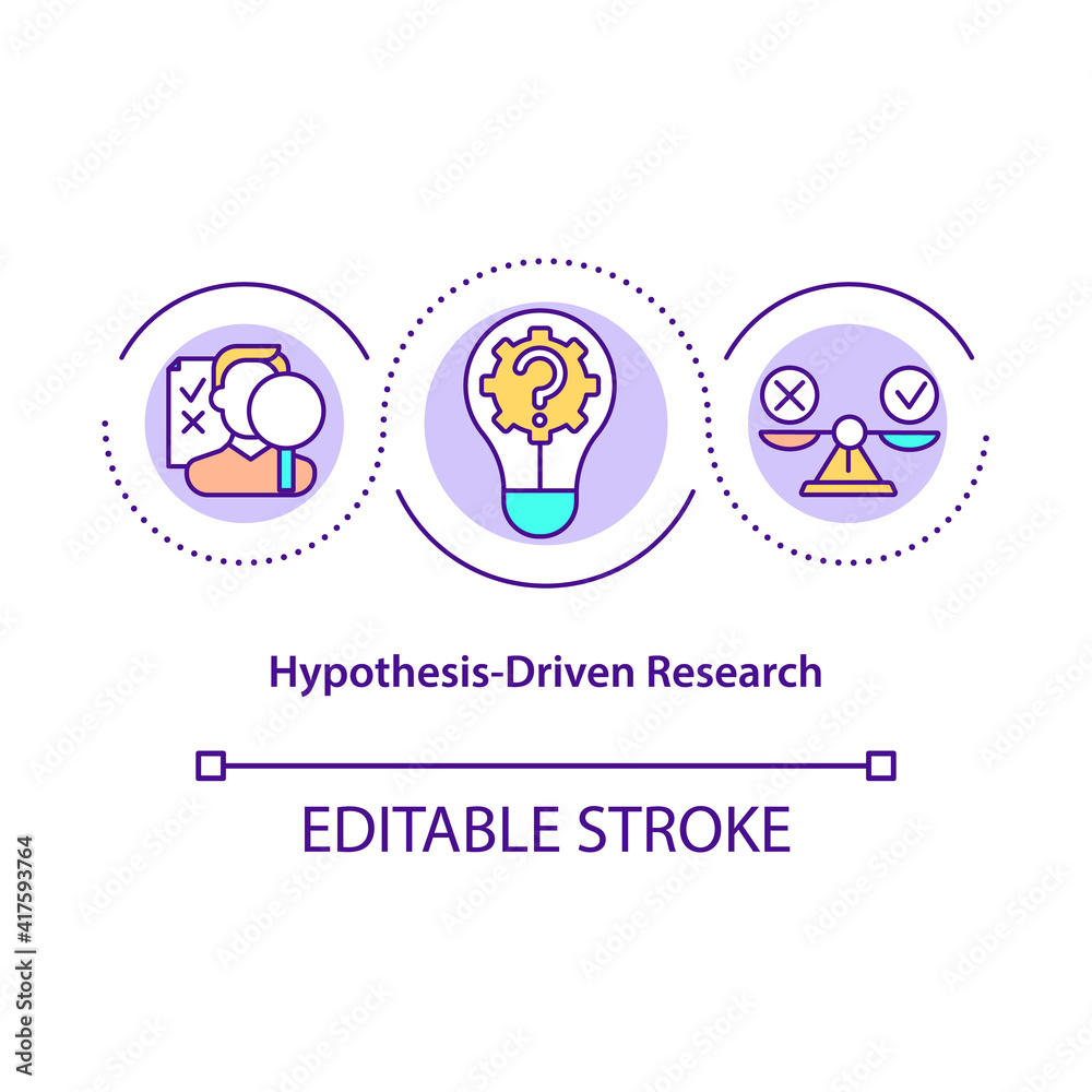Hypothesis driven research concept icon. Discovering new thing with use ...