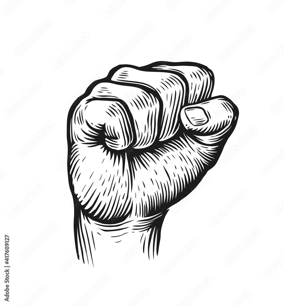 Raised fist on white background. Graphic vector illustration Stock ...