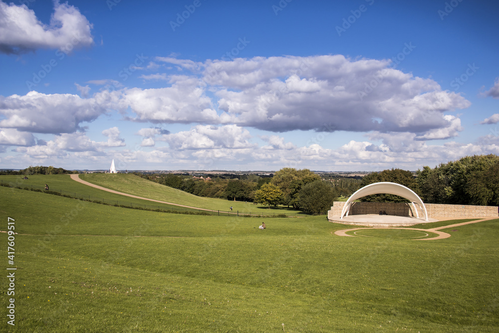 Campbell park, in Milton Keynes, outdoor amphitheatre and light pyramid ...