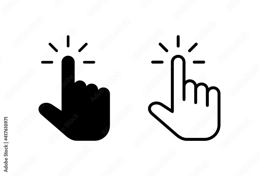 Hand cursor icon set. cursor icon vector. hand cursor icon click Stock ...