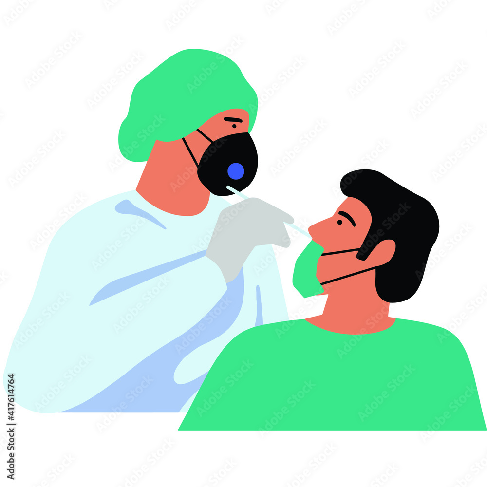 Man taking Coronavirus (COVID-19) or DNA test by nasal (nose) swab ...