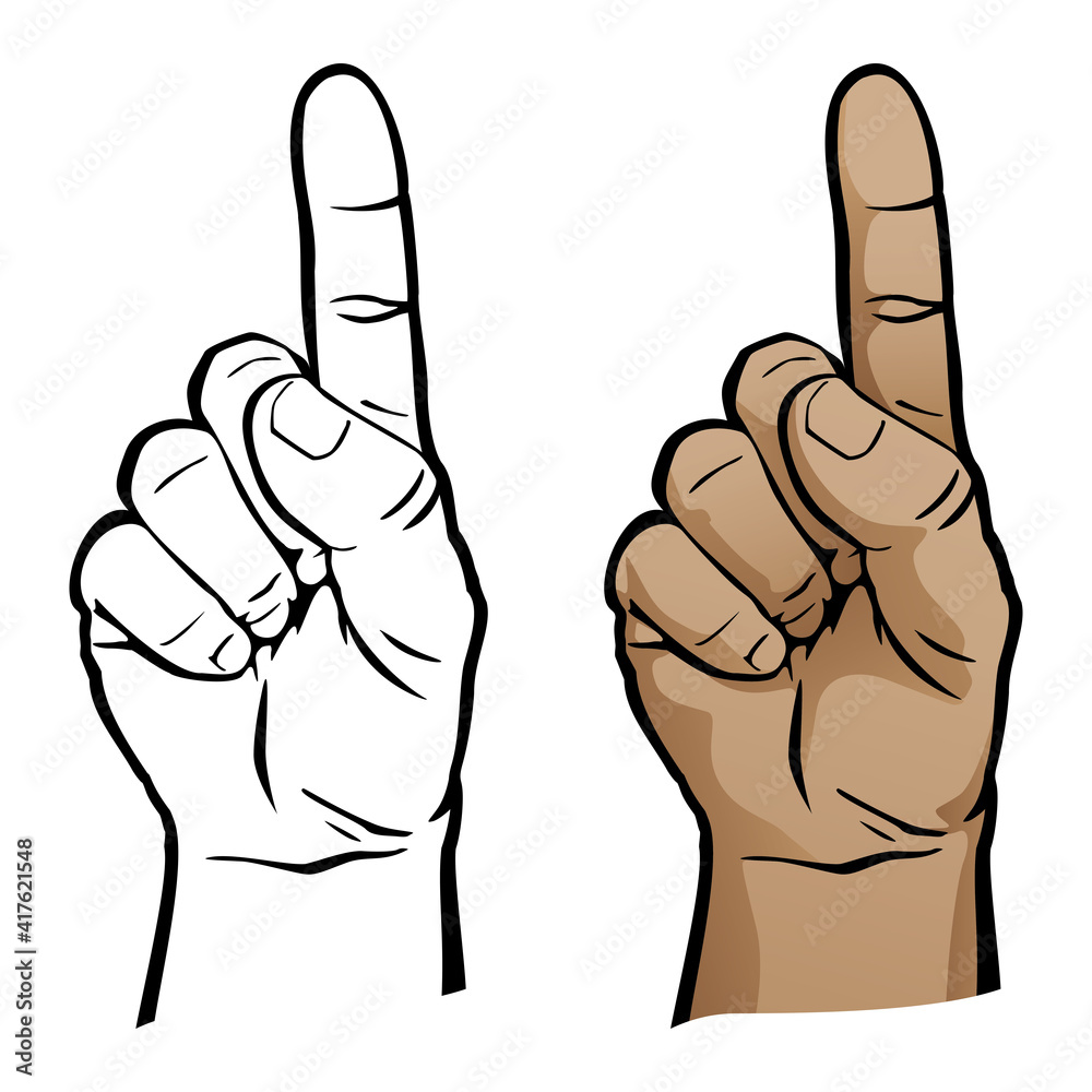 Number One Hand Finger Pointing Up Isolated Vector Illustration Stock ...