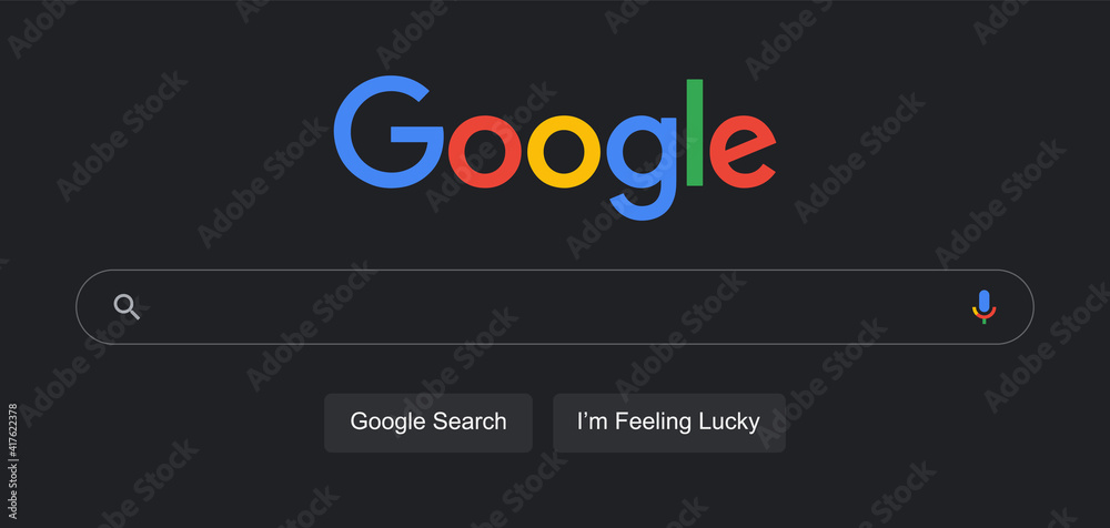 Google Search Bar Vector. Dark Mode Desktop Search Bar Screen Mockup ...