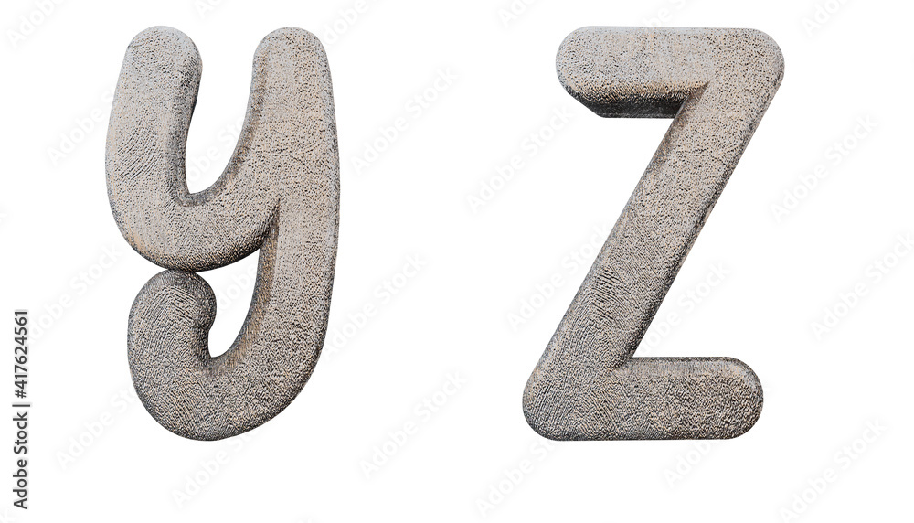 Snake skin alphabet. Letters Y, Z. Leather font 3d render. Background ...