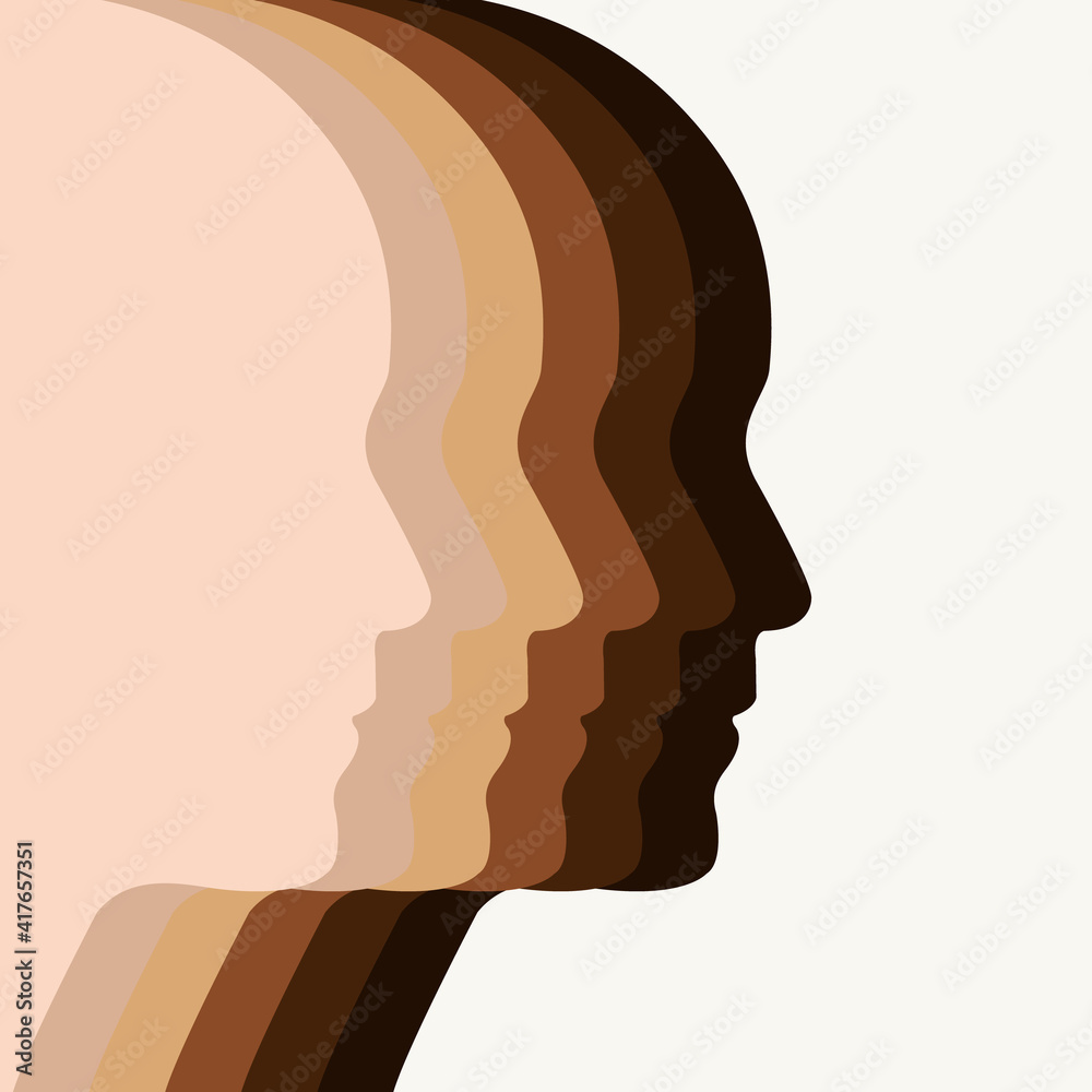 Diversity, Equality and Anti Racism Illustration. Heads of People in ...