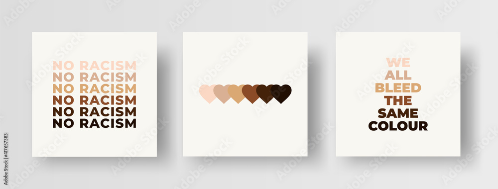 Diversity and Anti Racism Social Media Post or Square Banner Collection ...