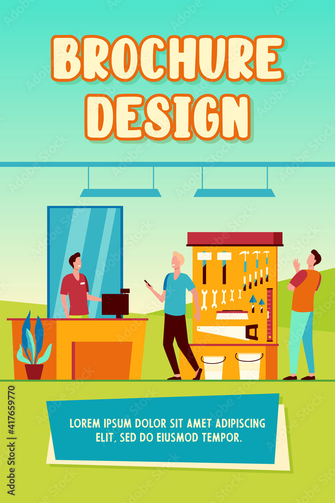 Happy men choosing and buying hardware isolated flat vector ...