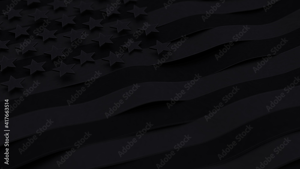 United States black flag with shallow depth of field. Black Lives ...
