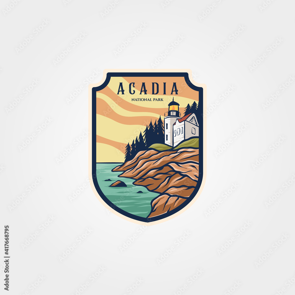 acadia national park logo sticker patch vector symbol illustration ...