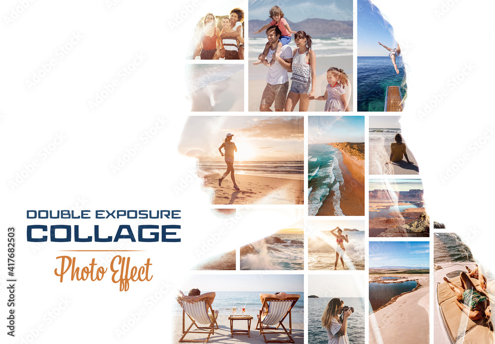 Photo Collage Double Exposure Effect Mockup Stock Template | Adobe Stock