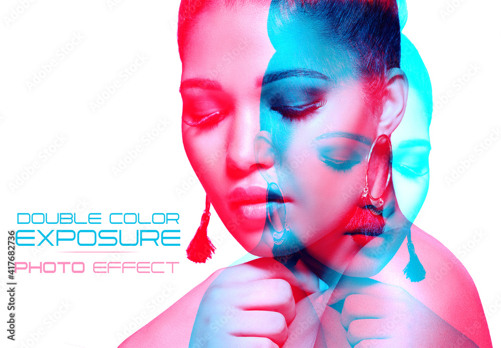 Double Color Exposure Photo Effect Mockup Stock Template | Adobe Stock