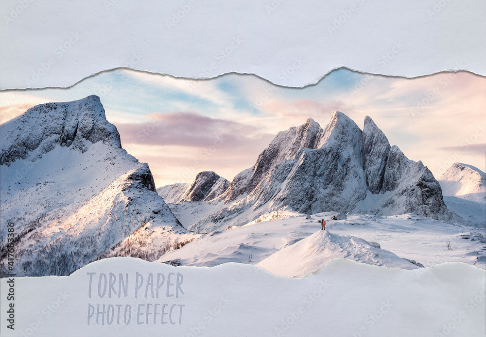 Ripped Paper Collage Photo Effect Mockup Stock Template | Adobe Stock