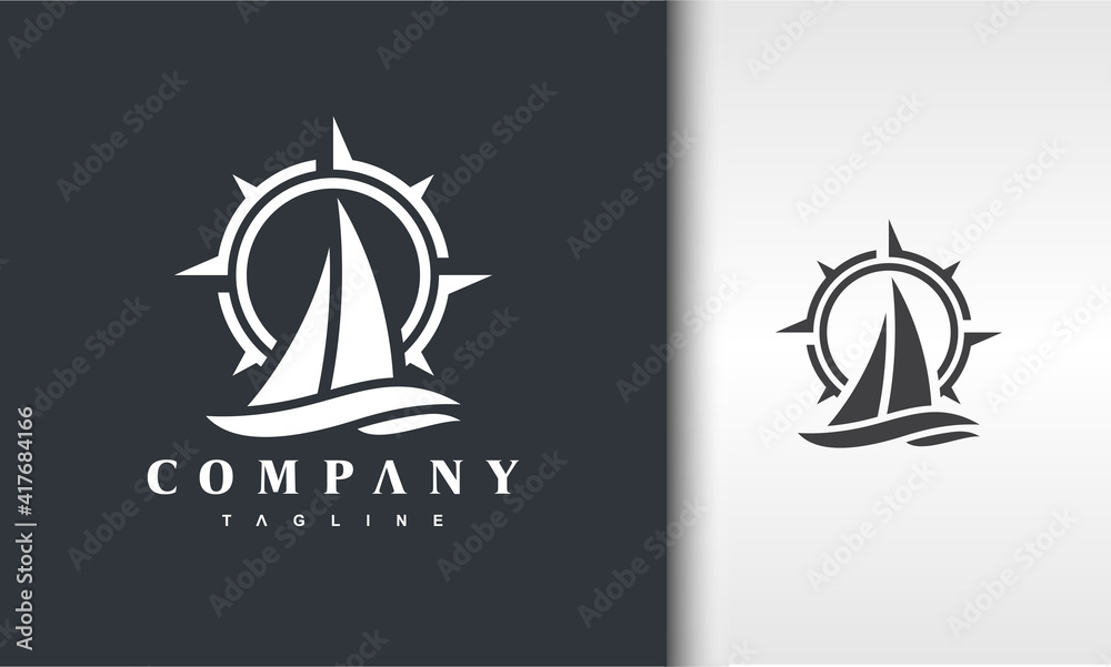 sailboat and compass logo Stock Vector | Adobe Stock
