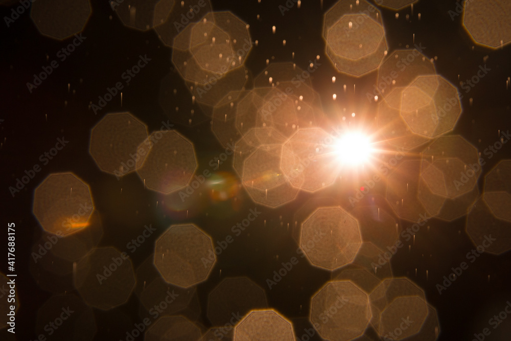 Lens Flare ,Sun Flare on black background object design. Bokeh ...
