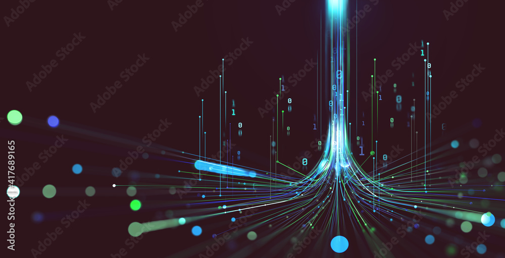 Electrical impulse, binary code. Futuristic wave. Neon Streaming. Data ...