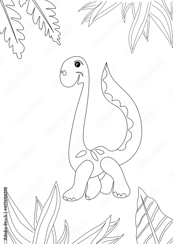 Dino coloring page Dinosaur coloring page Stock Illustration | Adobe Stock