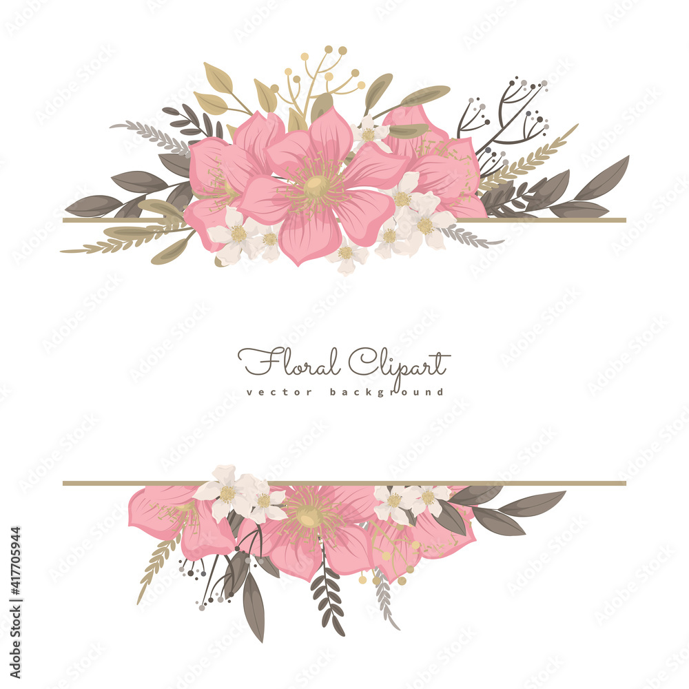 Floral border background - pink flower border Stock Vector | Adobe Stock