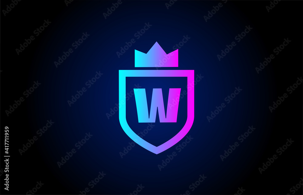 royal W alphabet letter icon logo for business. Company design with ...