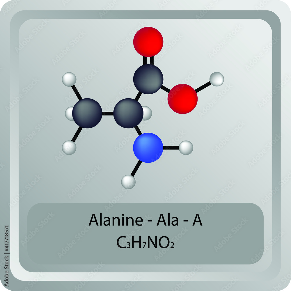 Alanine - Ala - A - Amino Acid chemical structure. Molecular formula ...