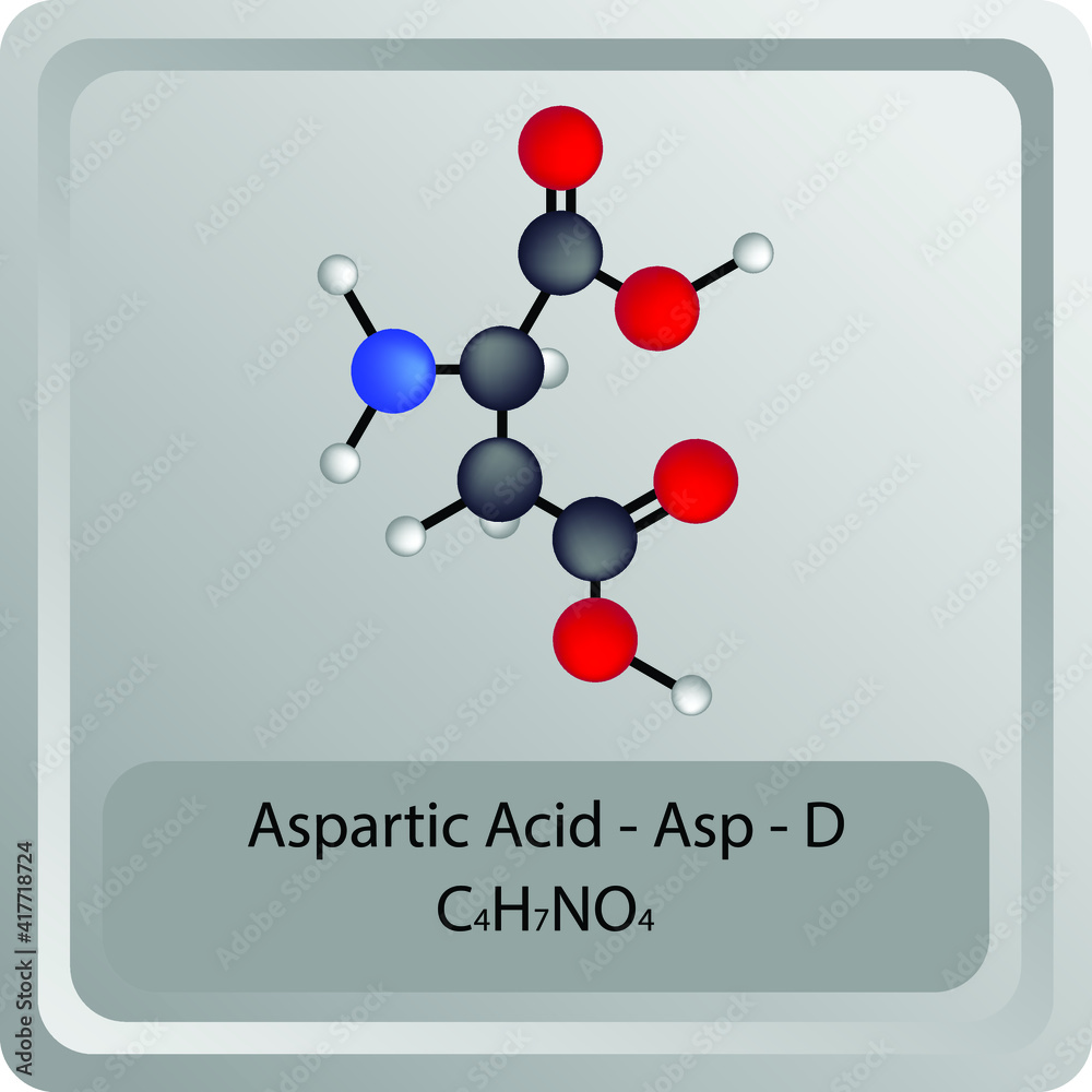 Aspartic Acid Asp D Amino Acid Chemical Structure Molecular