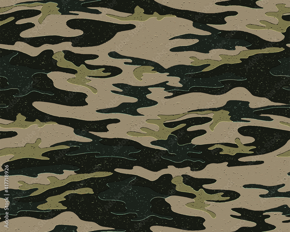 Full seamless khaki camouflage texture pattern vector. Army skin design ...