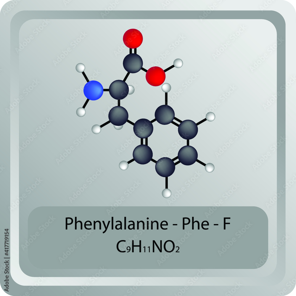 Phenylalanine - Phe - F - Amino Acid chemical structure. Molecular ...