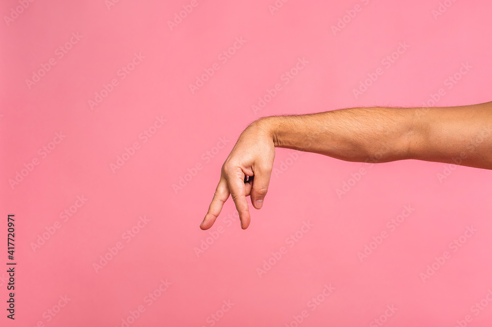 Caucasian male hand point finger. Hand gestures - man pointing at ...