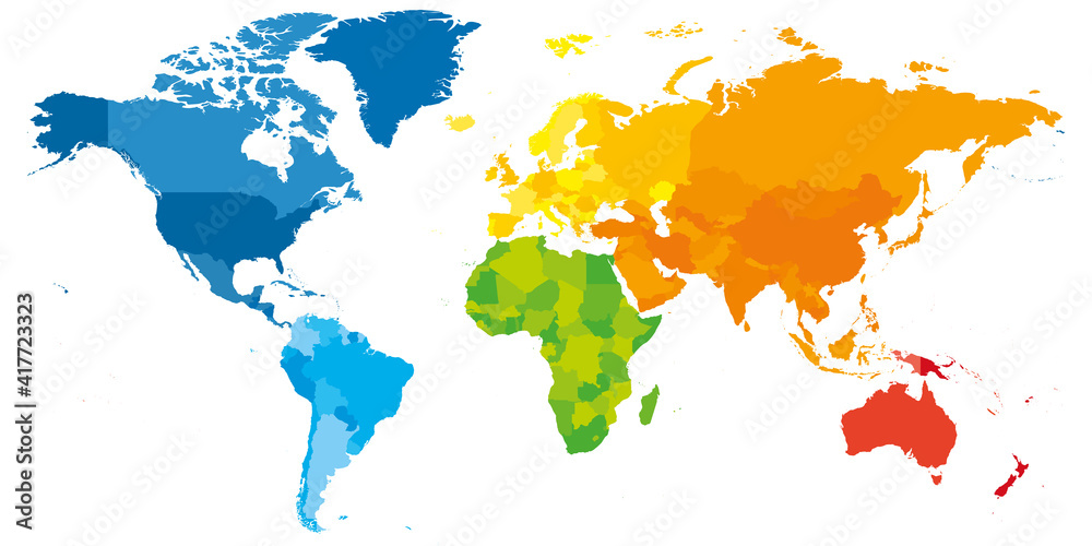 Colorful political map of World Stock Vector | Adobe Stock