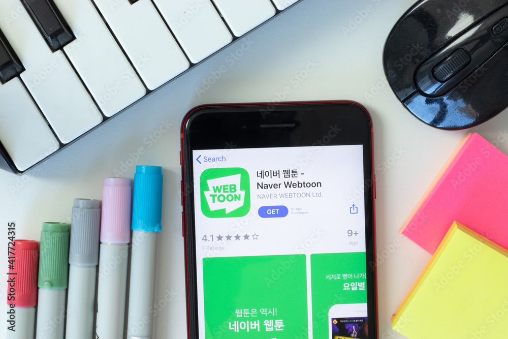 New York, USA - 2 March 2021: Naver Webtoon mobile app icon on phone ...