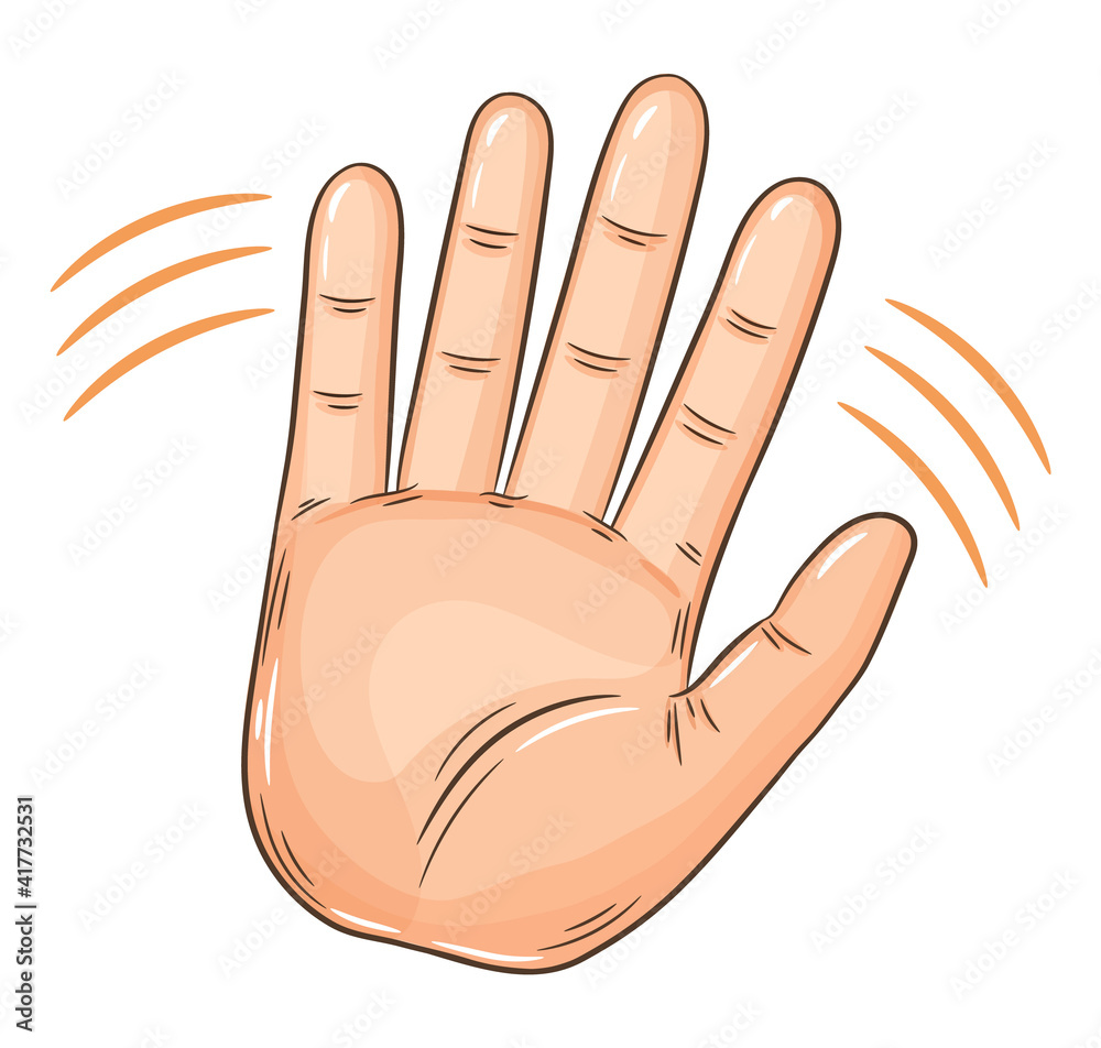 Wave hand greeting gesture sign. Hello or invitation welcome friendly ...