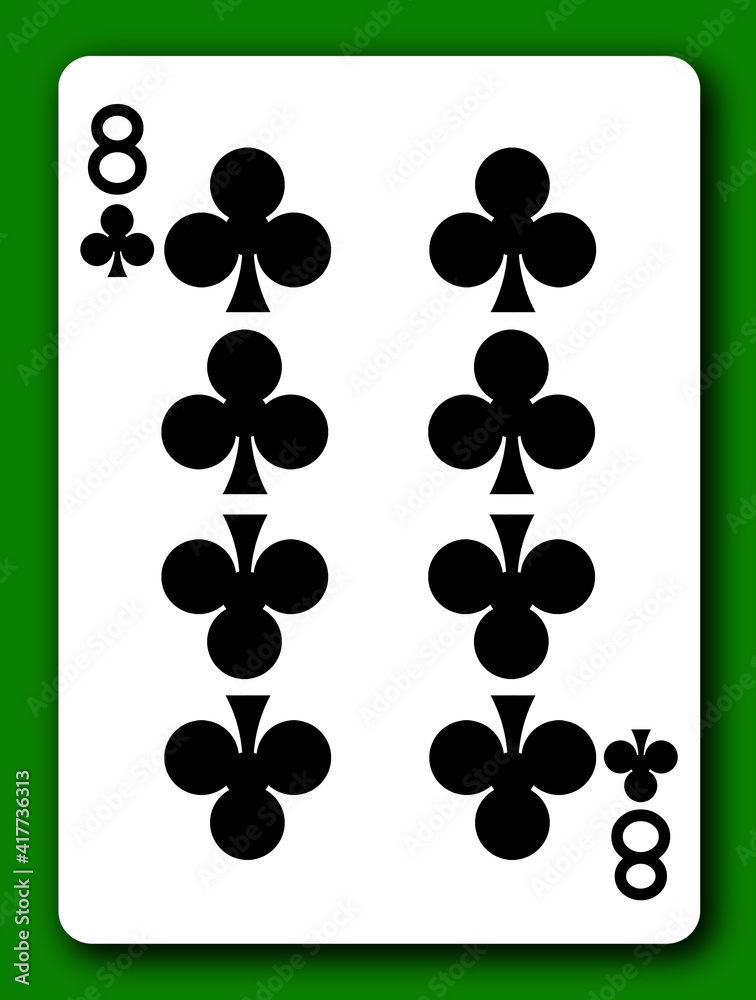 8 Eight of Clubs playing card with clipping path to remove background ...