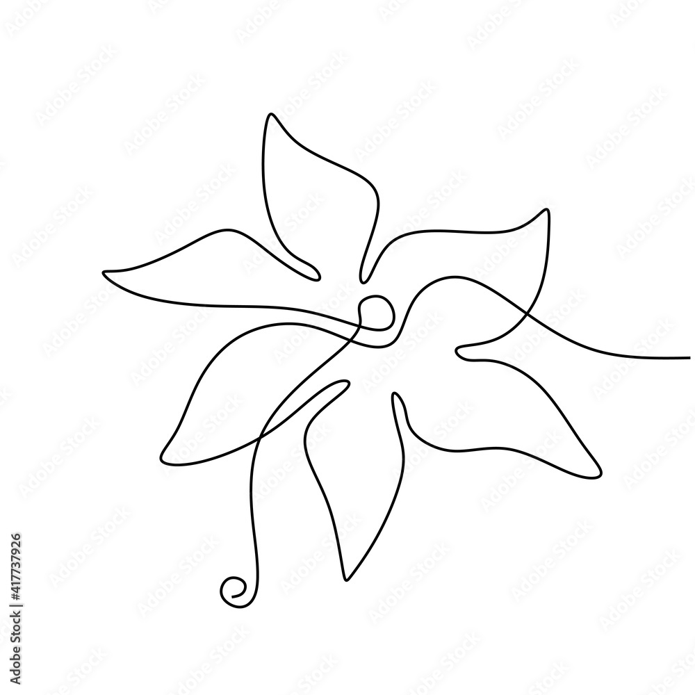 Beautiful Azalea flowers continuous line drawing. A blossoming flower ...