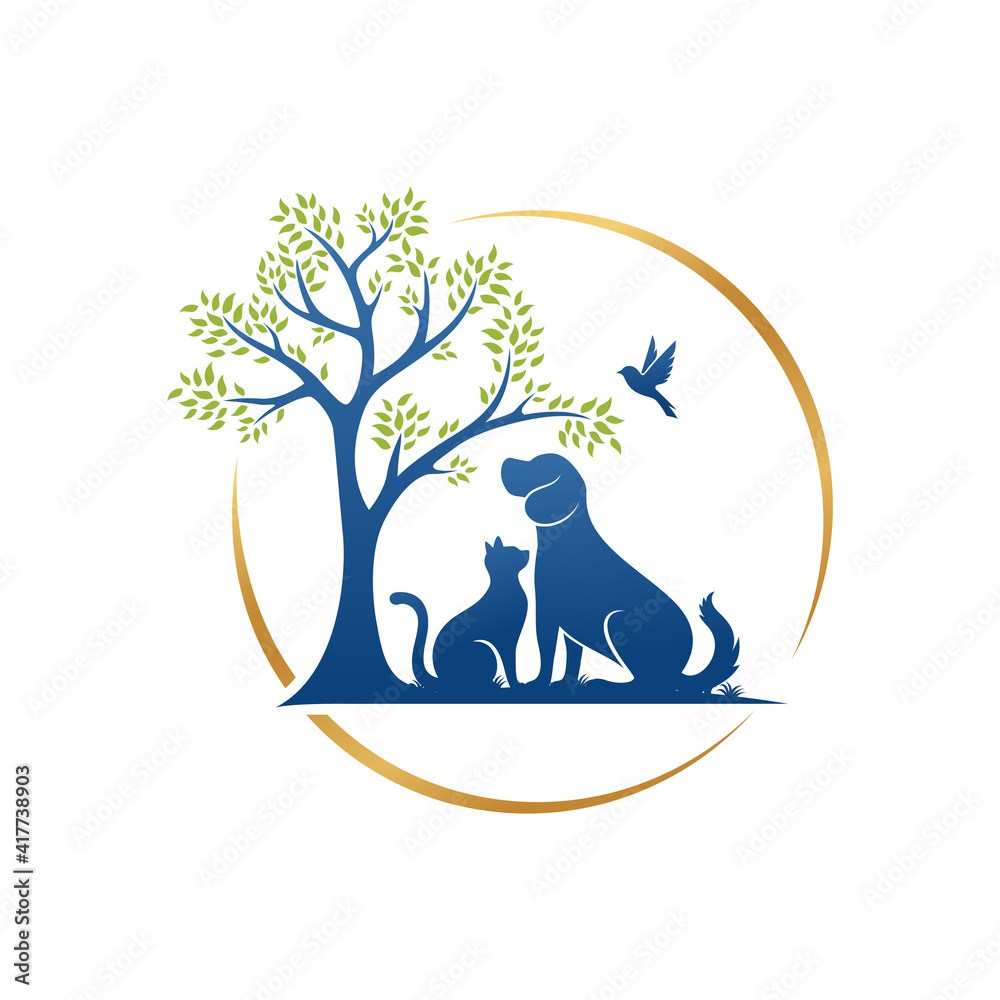Vector Pet Shop logo design template. Modern animal icon label for ...