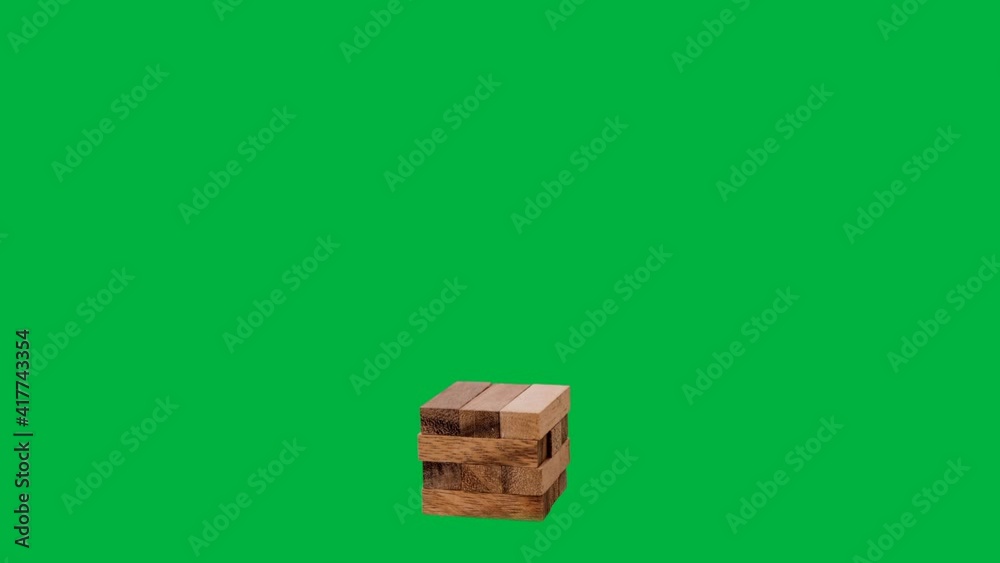 Vidéo Stock Stop motion animation Game with wooden blocks on chroma key ...