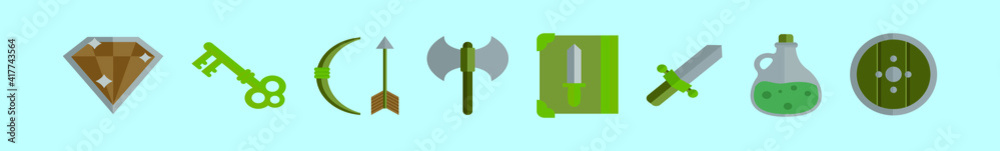 set of rpg game cartoon icon design template with various models ...