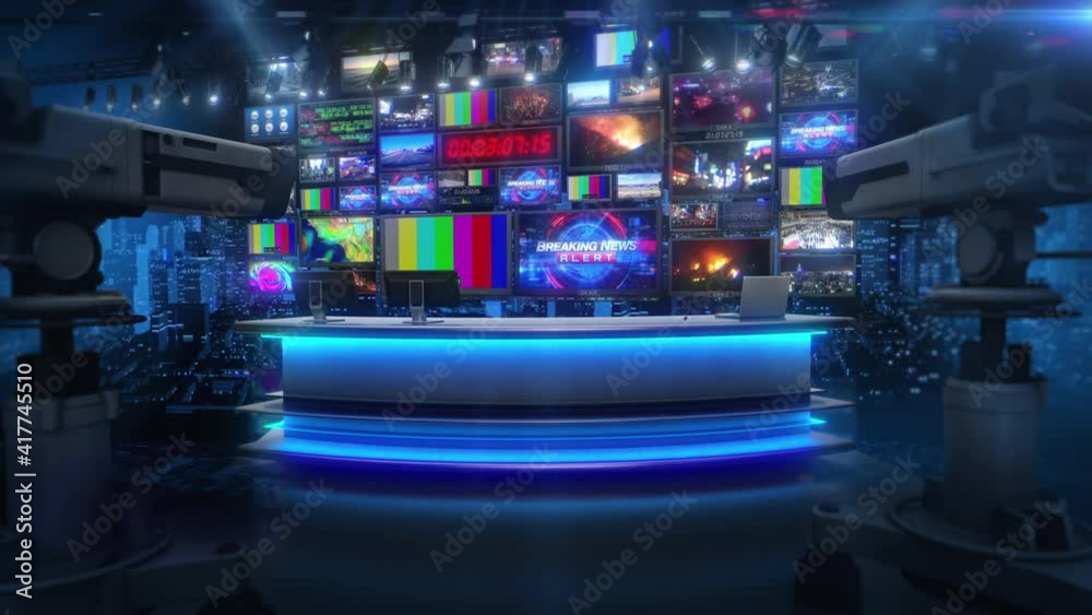 TV Broadcast News Virtual Studio Set - Background Loop 4K Stock Video ...