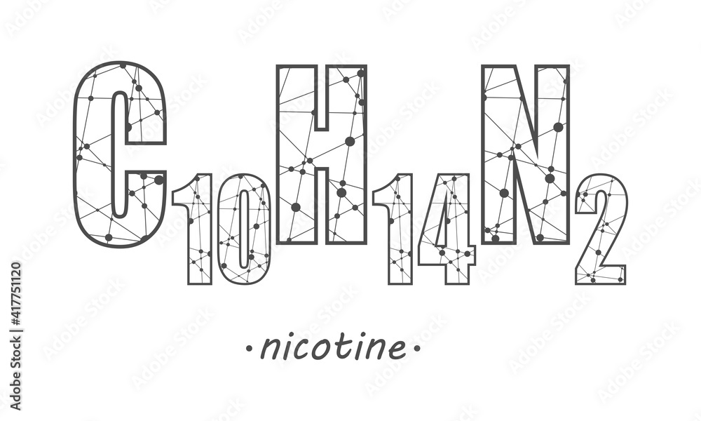 Chemical formula of nicotine. Connected lines with dots Stock Vector ...