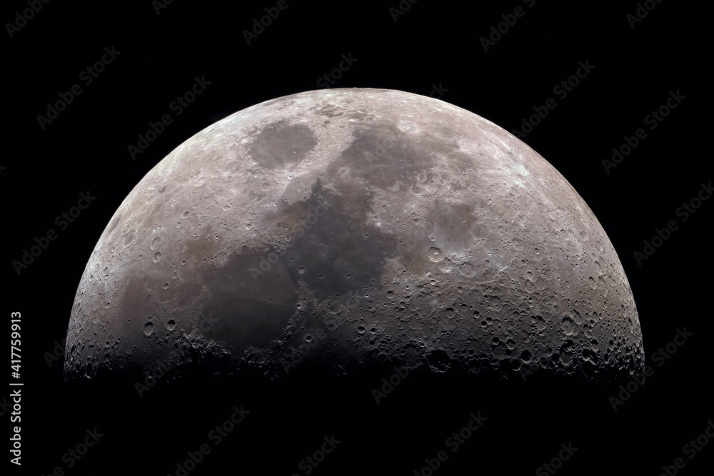 Moon, view through a telescope. The moon with craters. Real photos of ...